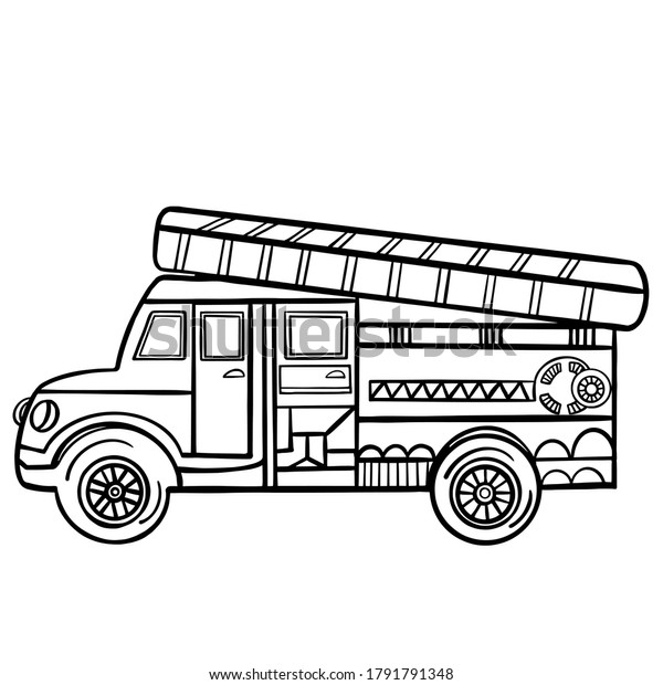 Fire Engine Colouring Book Children Hand Stock Vector (Royalty Free ...