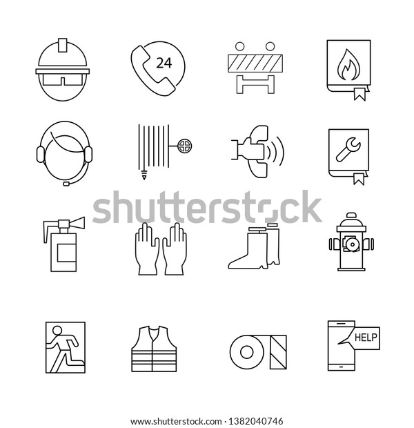 Fire Equipment Icon Set Firefighting Preparation Stock Vector (Royalty ...