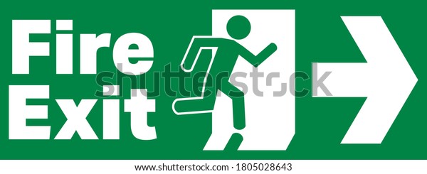 Fire Exit Sign Run Towards Door Stock Vector (Royalty Free) 1805028643 ...