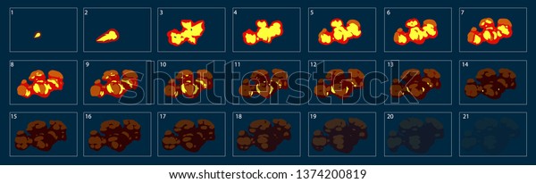 Fire Explosion Animation Fire Blast Animation Stock Vector (Royalty ...