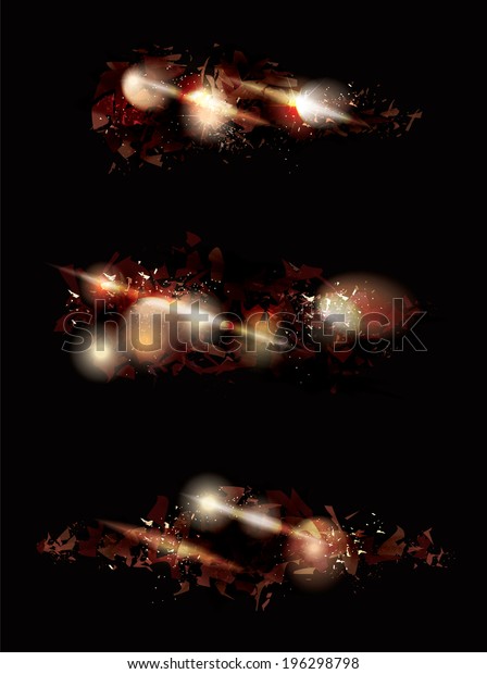 Fire Explosion Shattered Effect Design Collection: vector de stock ...