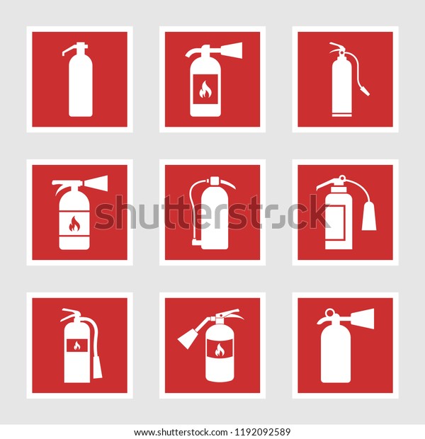 icônes et signes de l'extincteur d'incendie, : image vectorielle de ...