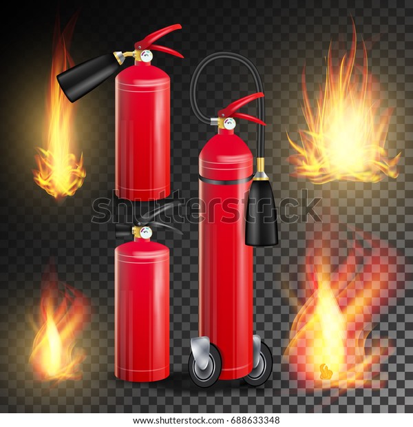 Fire Extinguisher Vector Burning Fire Flame Stock Vector (Royalty Free ...
