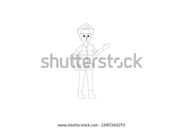 Fire Fighter Professional Vector Outline Illustration Stock Vector ...