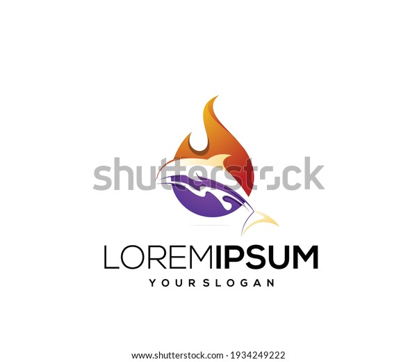 Fire Fish Icon Logo Design Template Stock Vector (Royalty Free ...