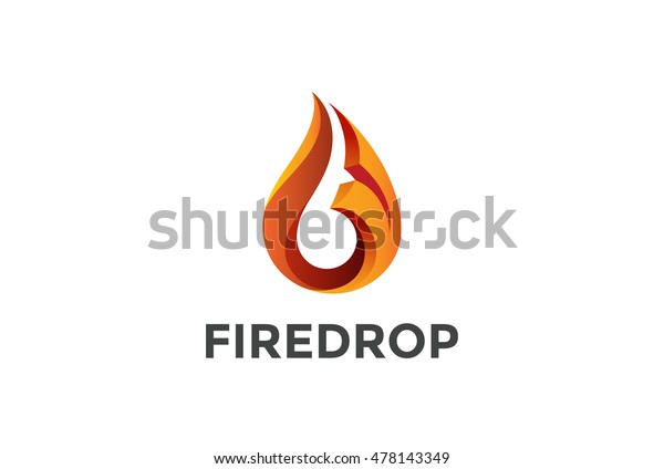 Fire Flame Droplet Shape Logo Design Stock Vector (Royalty Free) 478143349