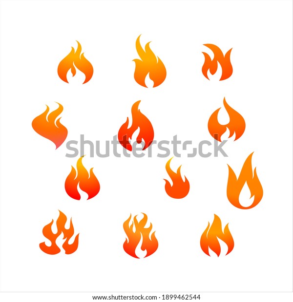 Fire Flame Flat Icon Set Vector Stock Vector (Royalty Free) 1899462544 ...