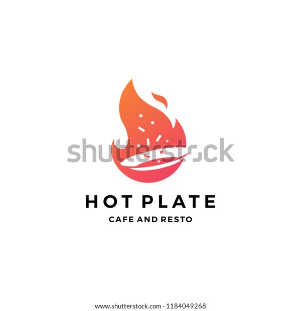 Fire Flame Hot Plate Logo Icon Stock Vector (Royalty Free) 1184049268 ...