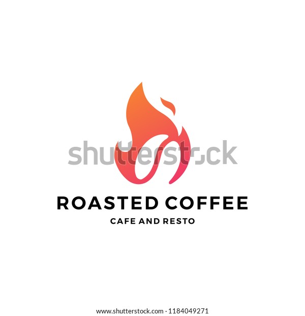 Fire Flame Hot Roasted Coffee Logo Stock Vector (Royalty Free) 1184049271