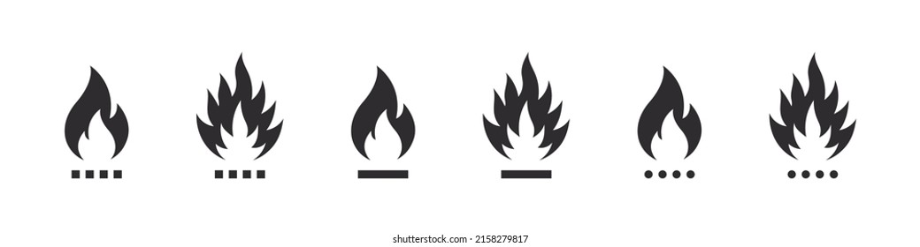 Fire Flame Icons Warning Sign Flammable Stock Vector (Royalty Free ...