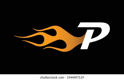 Fire Flame Letter P Logo Design Stock Vector (Royalty Free) 1944497119