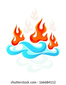 Fire Flame Over Watervector Illustration: vector de stock (libre de ...