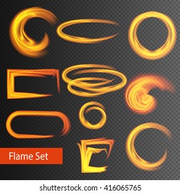Fire Flame Strokes Realistic Isolated On Stock Vector (Royalty Free ...
