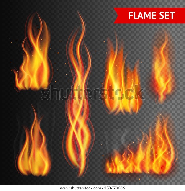Fire Flame Strokes Realistic Isolated On Stock Vector (Royalty Free ...