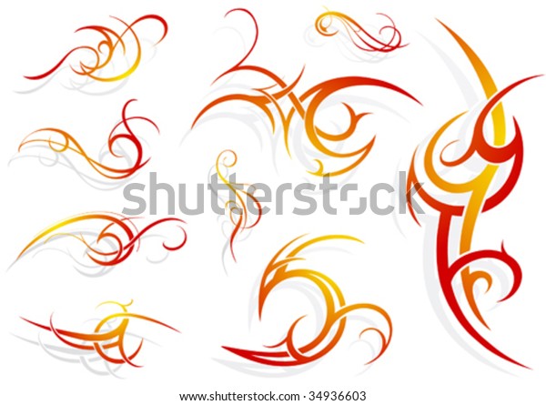 Fire Flame Swirls Stock Vector (Royalty Free) 34936603