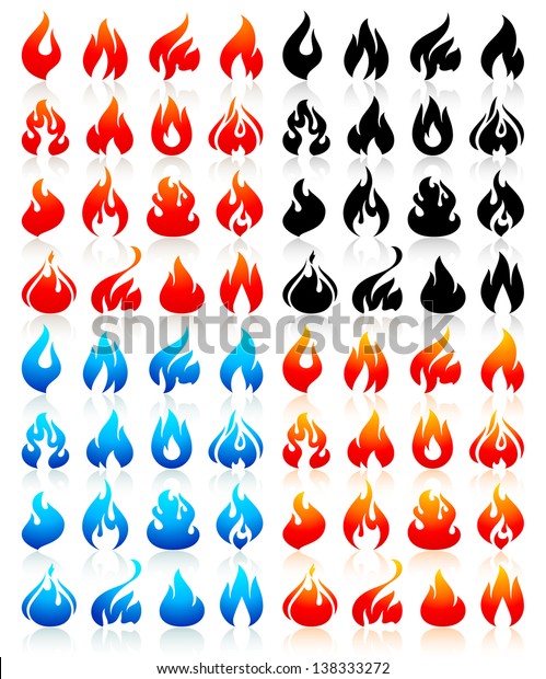 Fire Flames Big Set Icons Vector Stock Vector (Royalty Free) 138333272 ...