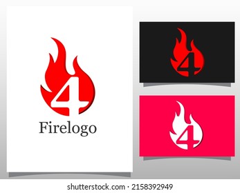 Fire Flames Number 4 Logo Design Stock Vector (Royalty Free) 2158392949 ...