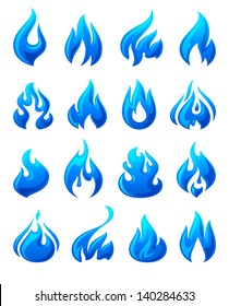 Fire Flames Blue Set Icons Vector Stock Vector (Royalty Free) 135336446