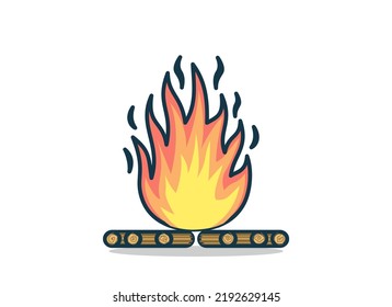 Fire Flat Design Outline Style Cute Stock Vector (Royalty Free ...