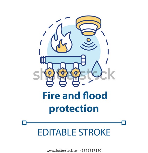 Fire Flood Protection Concept Icon Smart Stock Vector (Royalty Free ...