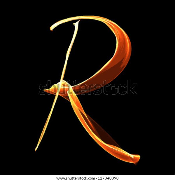 Fire Font Letter R On Black: vector de stock (libre de regalías ...