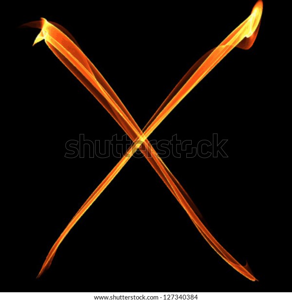 Fire Font Letter X On Black Stock Vector (Royalty Free) 127340384