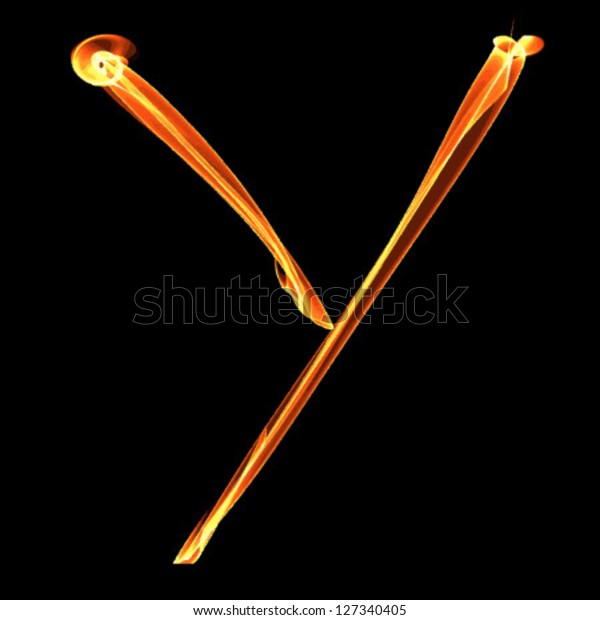 Fire Font Letter Y On Black Stock Vector (Royalty Free) 127340405