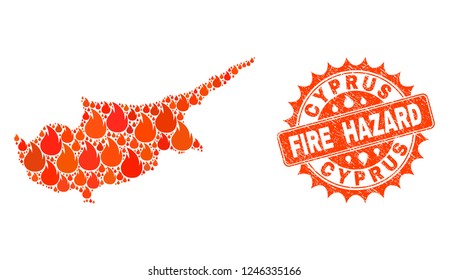 Fire Hazard Collage Map Cyprus Island: เวกเตอร์สต็อก (ปลอดค่าลิขสิทธิ์ ...