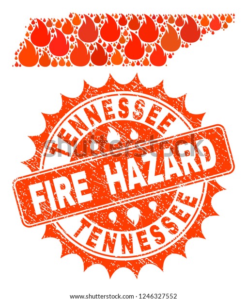 Fire Hazard Collage Map Tennessee State Stock Vector (Royalty Free ...