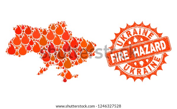 Fire Hazard Collage Map Ukraine Burning Stock Vector (Royalty Free ...