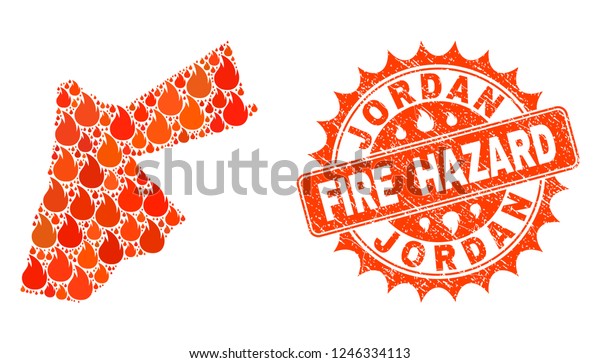 Fire Hazard Combination Map Jordan Burning Stock Vector (Royalty Free ...