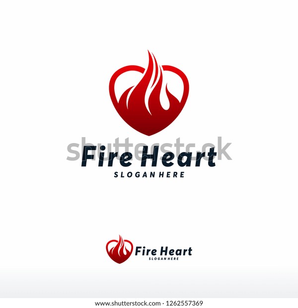 Fire Heart Logo Designs Concept Vector Stock Vector (Royalty Free ...