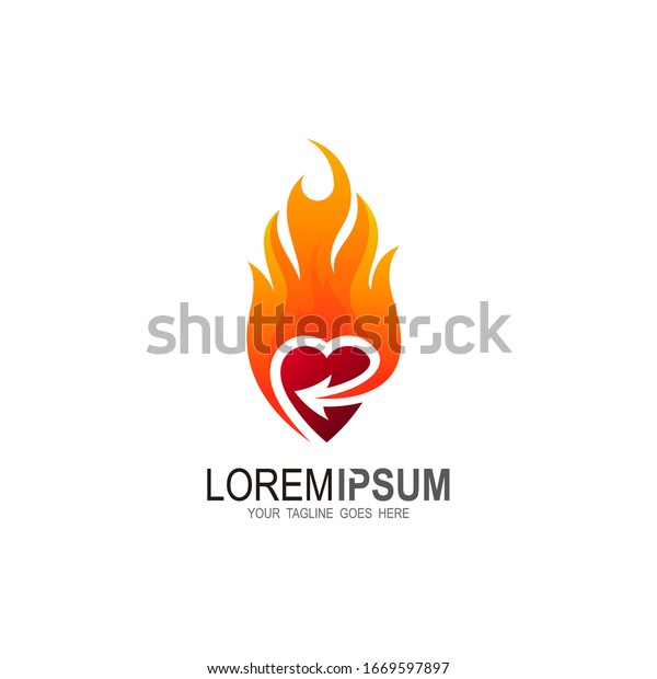 Fire Heart Logo Designs Concept Vector Stock Vector (Royalty Free ...