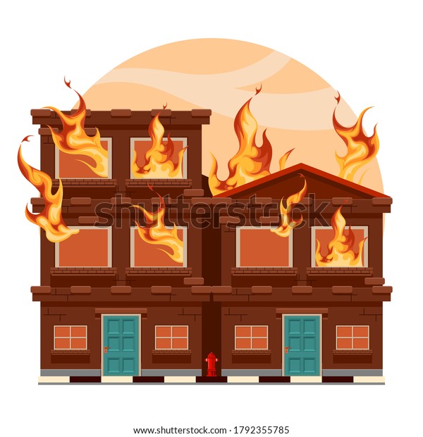 Fire House Building Burning House Disaster Stock Vector (Royalty Free ...