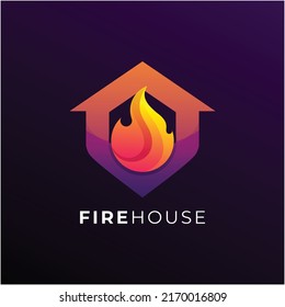 Fire House Colorful Logo Design Template Stock Vector (Royalty Free ...