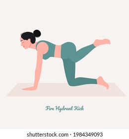 Fire Hydrant Kick Yoga Pose Young Stock Vector (Royalty Free ...
