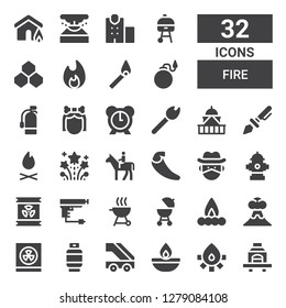 Fire Icon Set Collection 32 Filled Stock Vector (Royalty Free ...