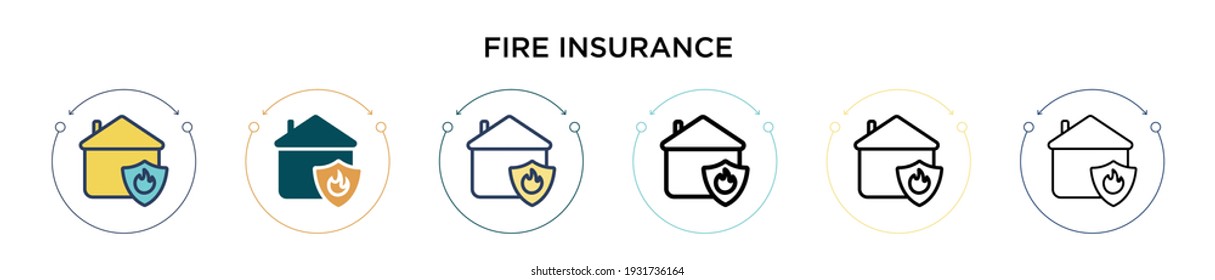 Fire Insurance Icon Filled Thin Line Stock Vector (Royalty Free ...