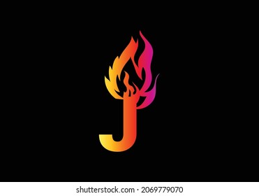 Fire J Letter Logo Icon Design Stock Vector (Royalty Free) 2069779070