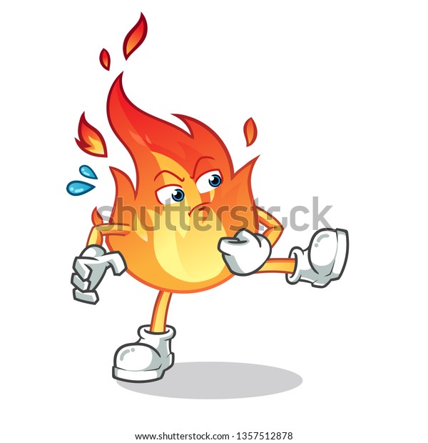 Fire Kicking Mascot Vector Cartoon Illustration 库存矢量图（免版税）1357512878 ...