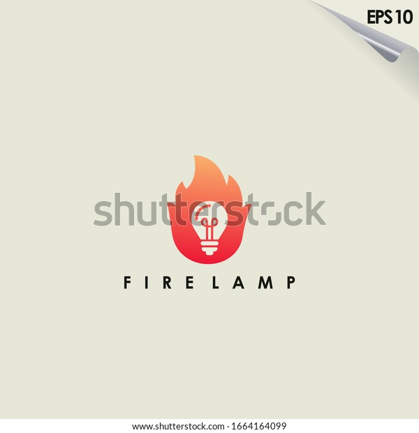 Fire Lamp Logo Design Isolated Fire Stock Vector (Royalty Free ...