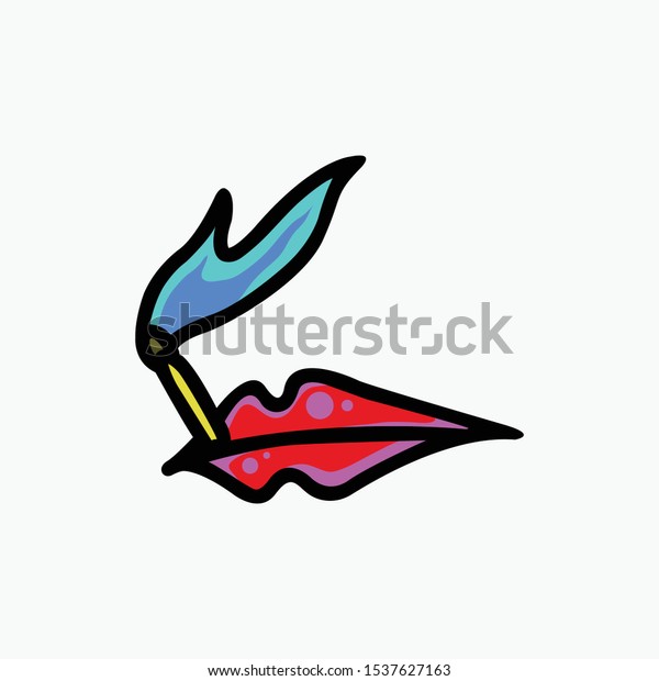 Fire Lips Icon Symbol Vector: vector de stock (libre de regalías ...