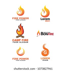 Fire Logo Collection Isolated On White Stock Vector (Royalty Free ...