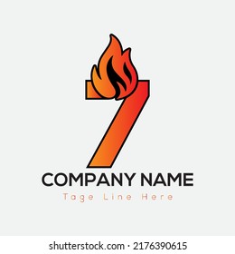 Fire Logo On Letter 7 Template Stock Vector (Royalty Free) 2176390615 ...