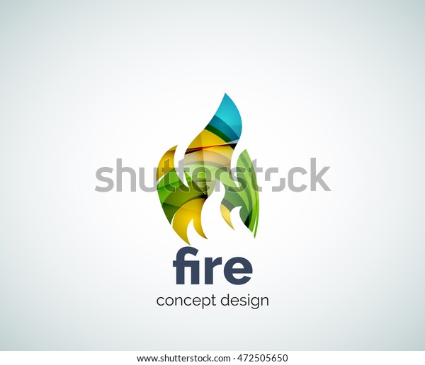 Fire Logo Template Abstract Geometric Glossy Stock Vector (Royalty Free ...