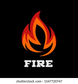 Fire Logo Template Design Black Background Stock Vector (Royalty Free ...