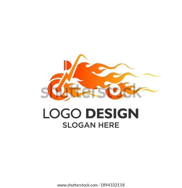 Fire Motocycle Logo Design Template Stock Vector (Royalty Free ...