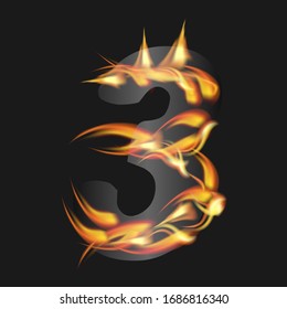 Fire Number 3 On Dark Background Stock Vector (Royalty Free) 1686816340 ...