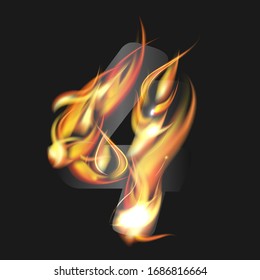 Fire Number 4 On Dark Background Stock Vector (Royalty Free) 1686816664 ...