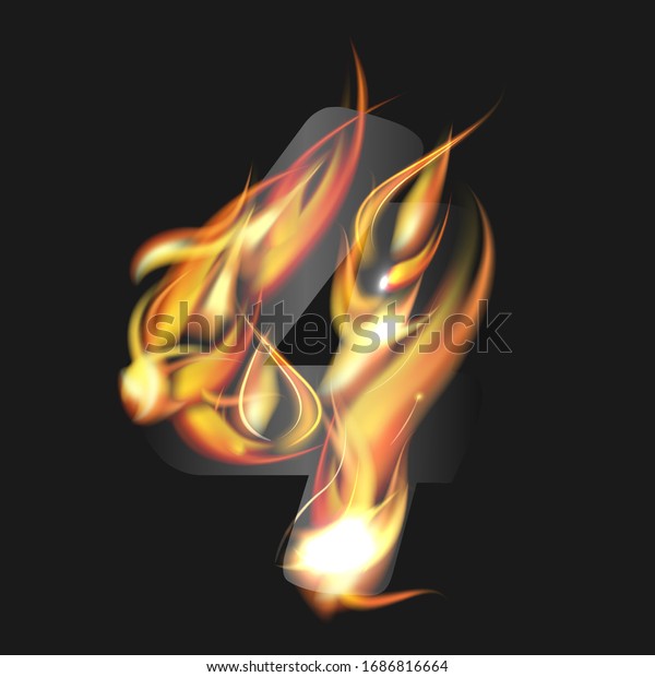 Fire Number 4 On Dark Background Stock Vector (Royalty Free) 1686816664 ...